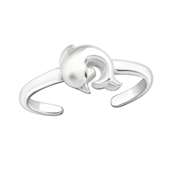 Sterling Silver Dolphin Adjustable Toe Ring