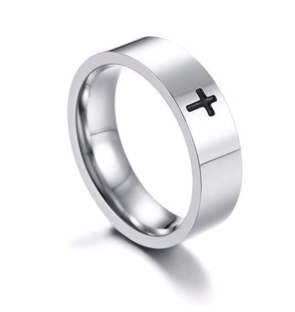 Mens Simple Cross Ring